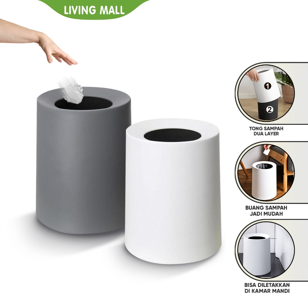 Jual LIVING MALL Tempat Sampah Bulat / Trash Bin / Tong Sampah Plastik ...