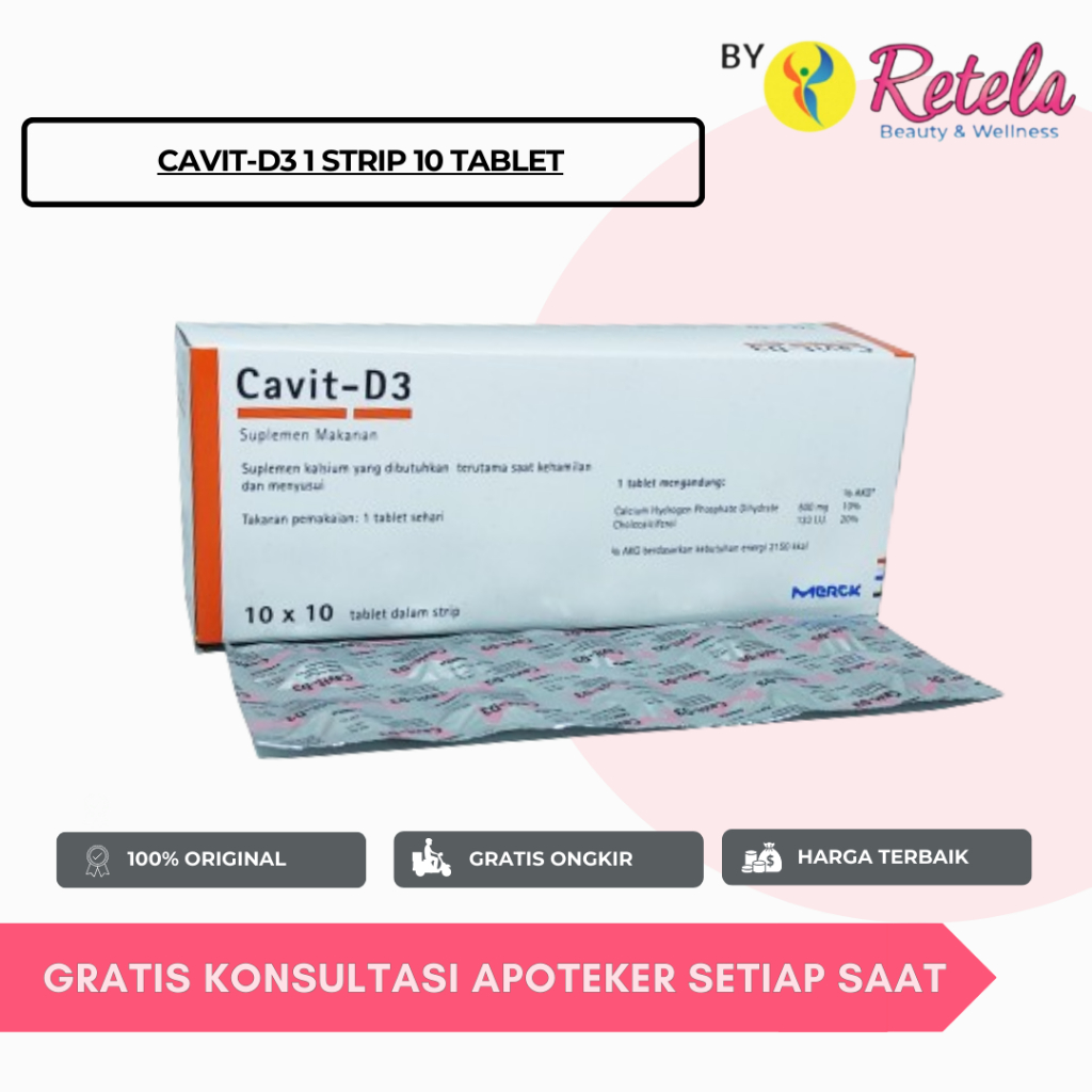 Jual CAVIT-D3 1 STRIP 10 TABLET / KALSIUM UNTUK IBU HAMIL DAN MENYUSUI ...