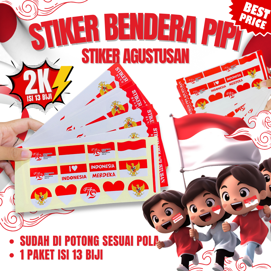 Jual Stiker Bendera Pipi | Stiker 17 Agustus | 17 agustus Aksesoris ...