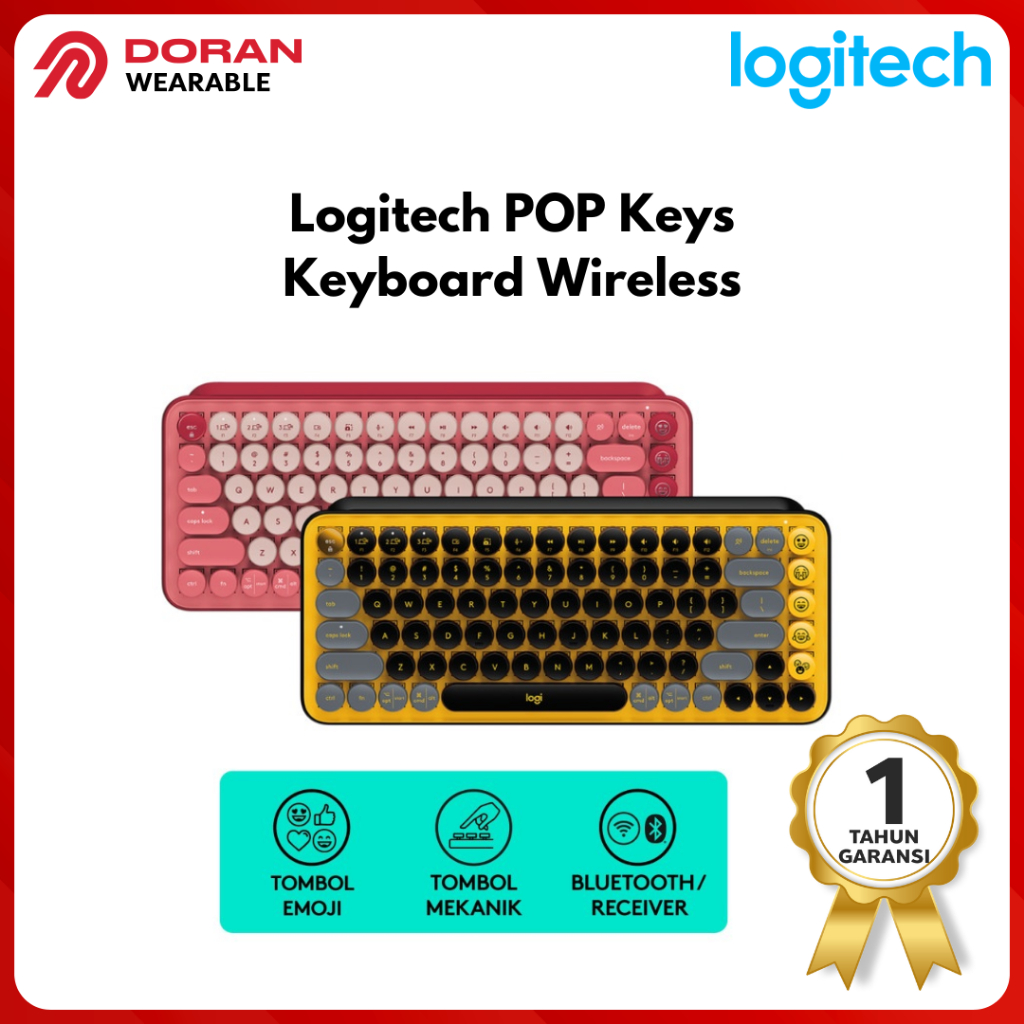 Jual Logitech POP Keys Keyboard Wireless Mechanical Compact, Emoji Keys ...