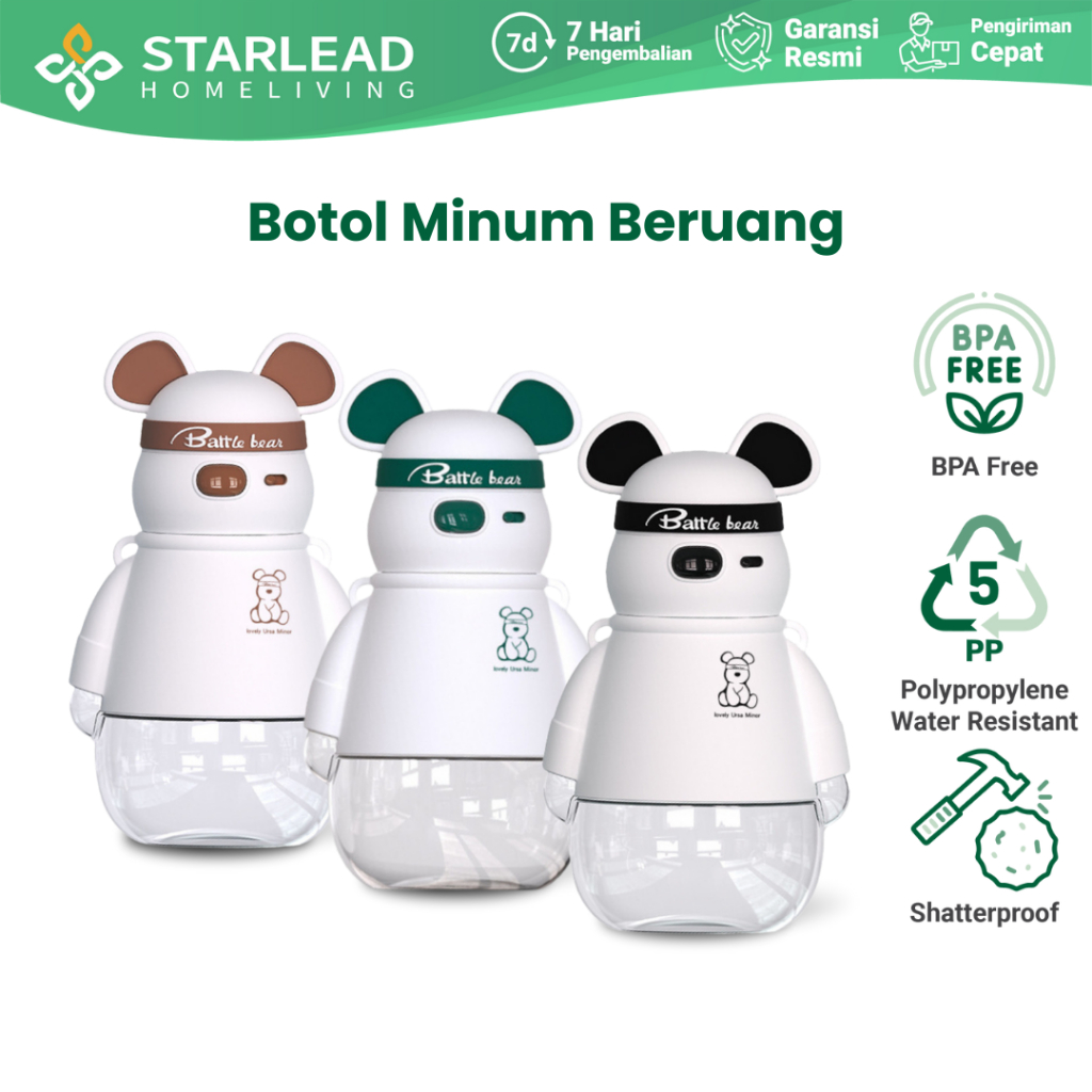 Jual Starlead 【BPA Free】 Botol Minum Termos Tritan 1100ML Bear Fighter ...
