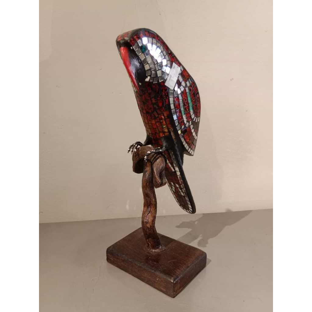 Jual Miniatur patung parot standing mozaic kerajinan tangan | Shopee ...