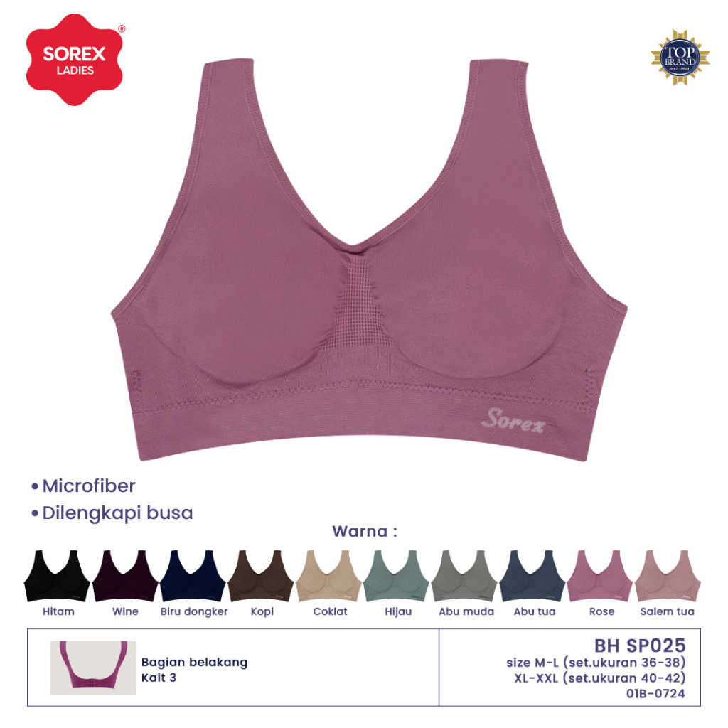 Jual Sorex Bra Sport Microfiber Busa Kait 3 Tanpa Kawat Freesize BH SP 025 | Shopee Indonesia