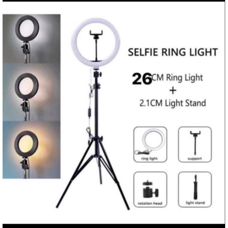 Jual RINGLIGHT LED 26CM LAMPU 26CM MAKE UP/VLOG LAMPU RING LIGHT Tiktok ...