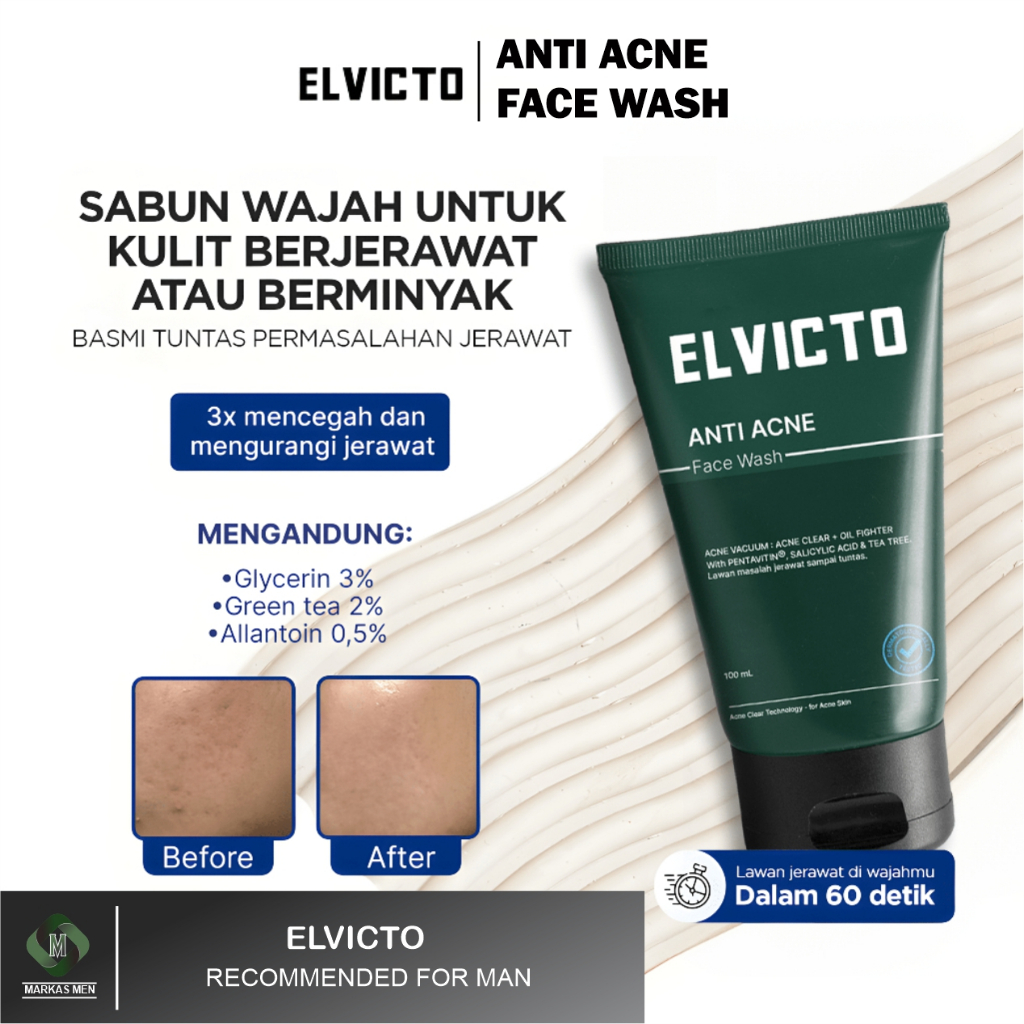 Jual ELVICTO ACNE FIGHT FACE WASH - Facial Wash Pria untuk Kulit Berjerawat | Sabun Wajah Pria ...