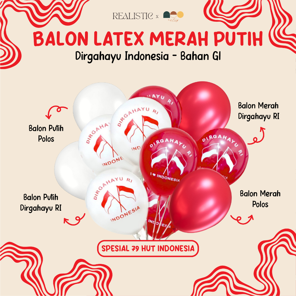 Jual Balon Latex Merah Putih Dirgahayu Indonesia HUT RI ke 79 | Shopee ...