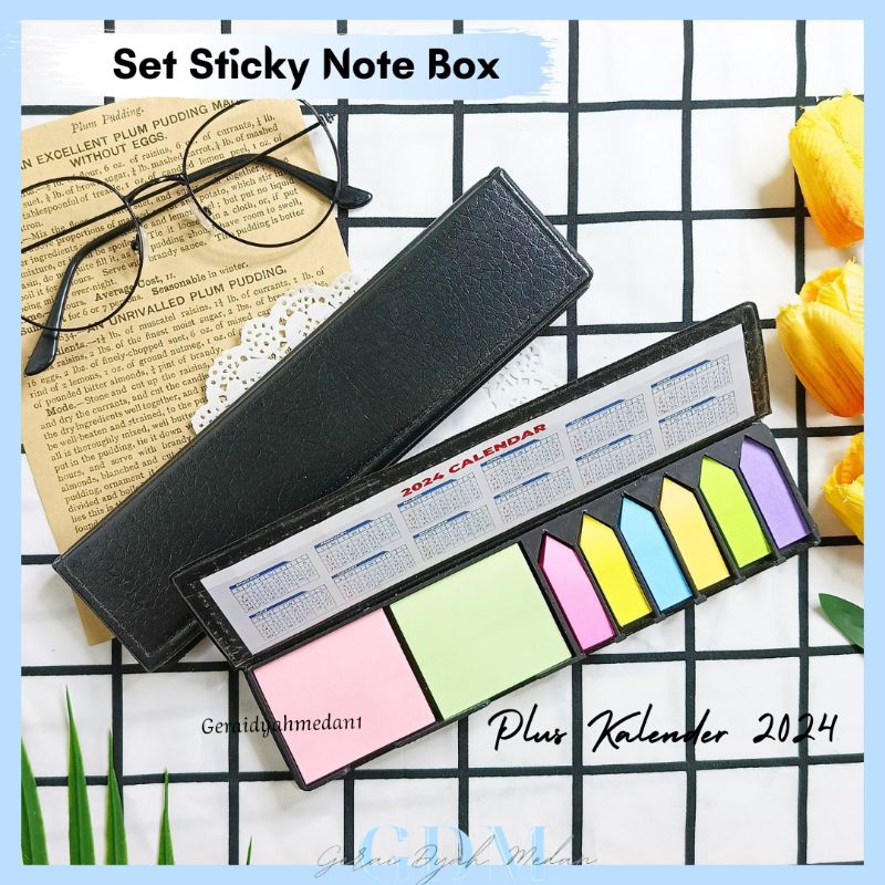 Jual Set Sticky Note Box Hitam Plus Kalender 2024 | Shopee Indonesia
