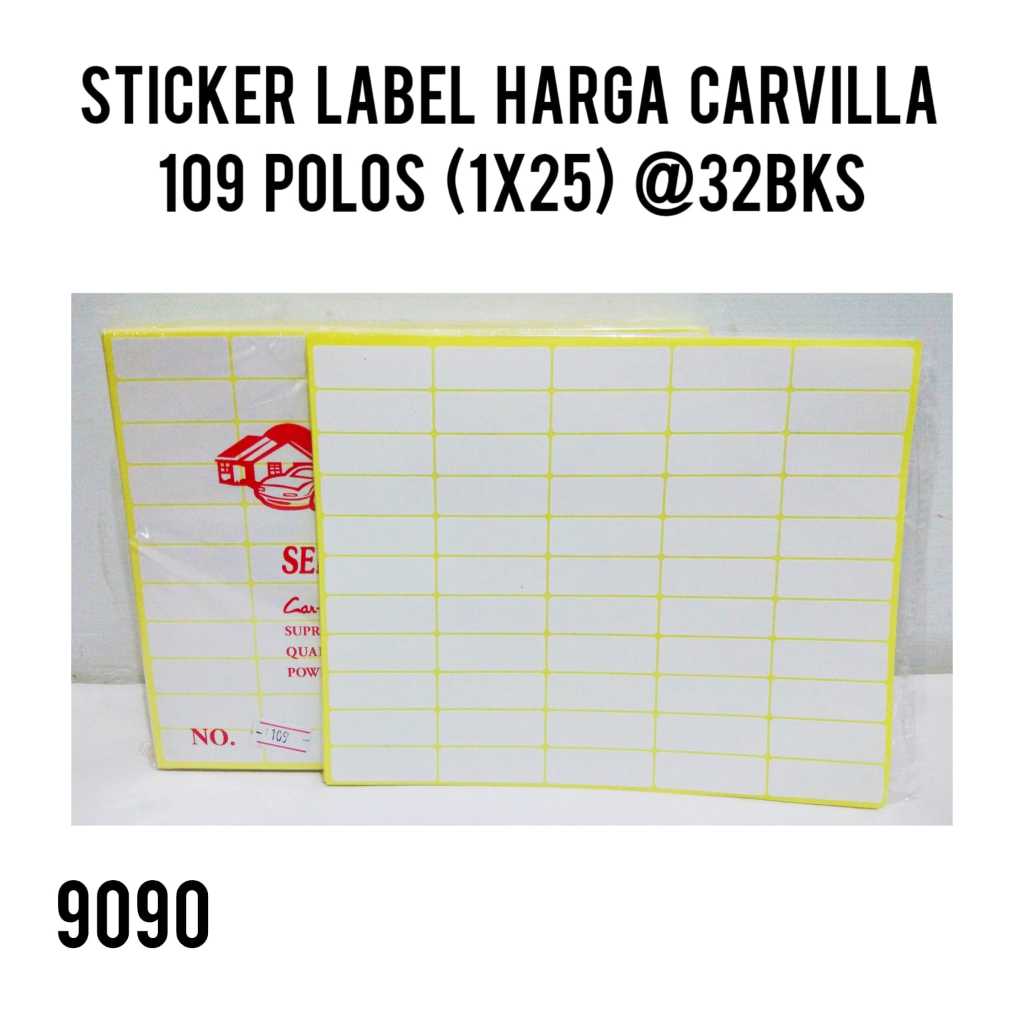 Jual KERTAS LABEL / STIKER LABEL HARGA CARVILLA POLOS 109 | Shopee ...