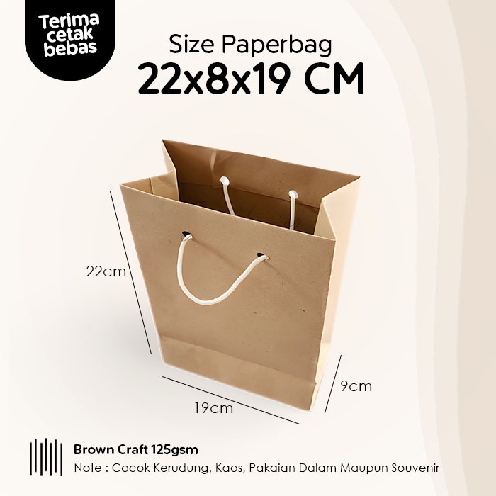 Jual Paper Bag Coklat Sedang 22x8x19 CM, Paper Bag Kado Packing Baju ...