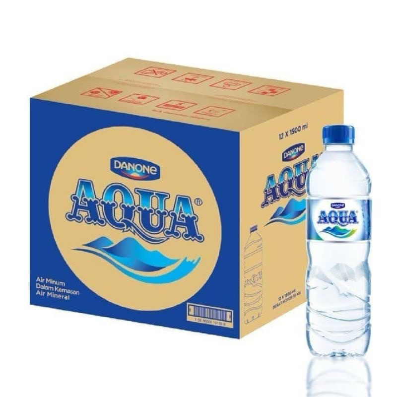 Jual AIR MINERAL AQUA BOTOL BESAR 1.5 LITER 1500ML ISI 12 BOTOL ...