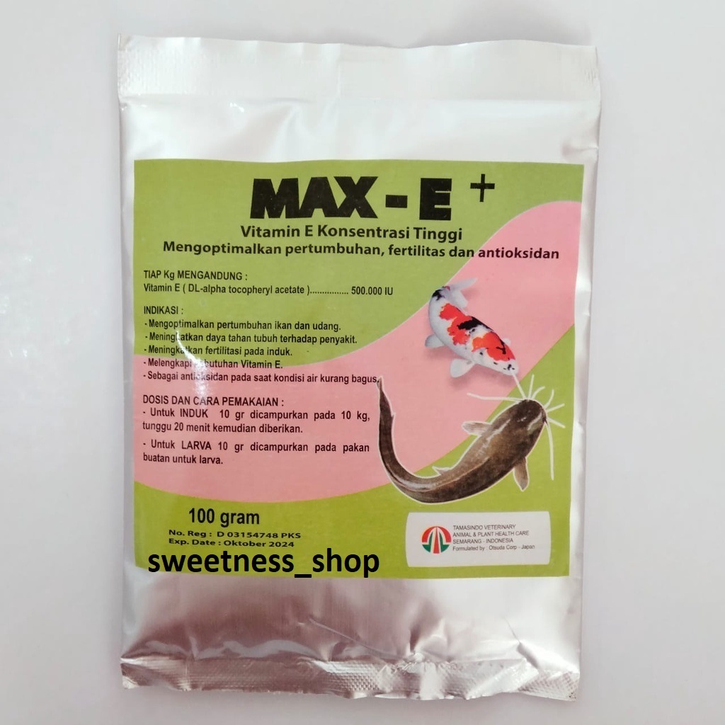 Jual MAX E PLUS 100gr VITAMIN E IKAN INDUKAN DAN LARVA KONSENTRASI ...