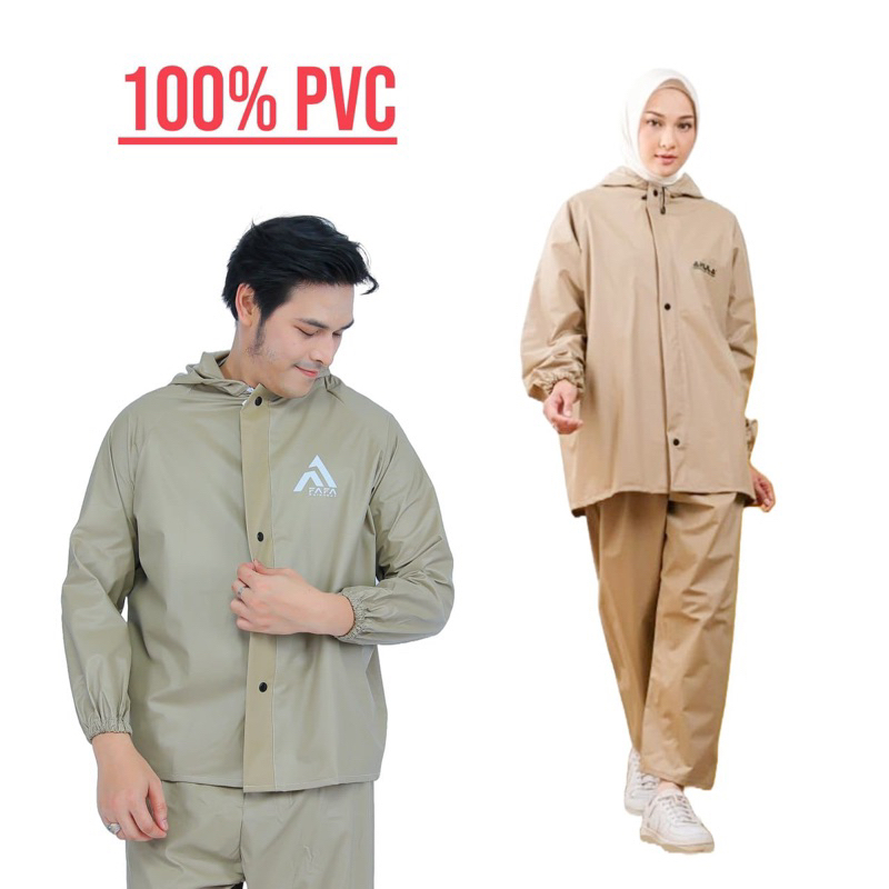Jual Jas Hujan Pria Wanita Dewasa Setelan Bahan PVC Premium Original Raincoat Mantol Mantel ...