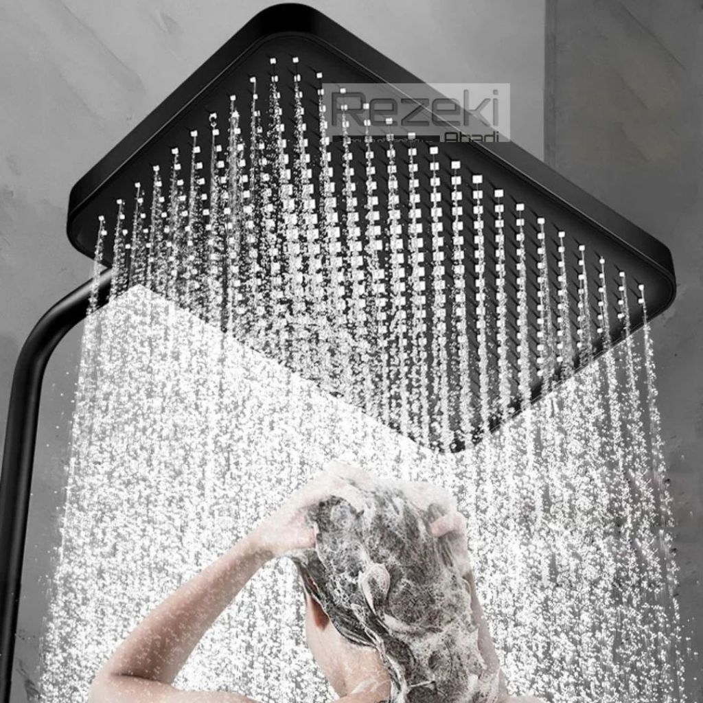 Jual Wall Shower Tembok Kotak Hitam Premium Rain Shower Model Tanam ...
