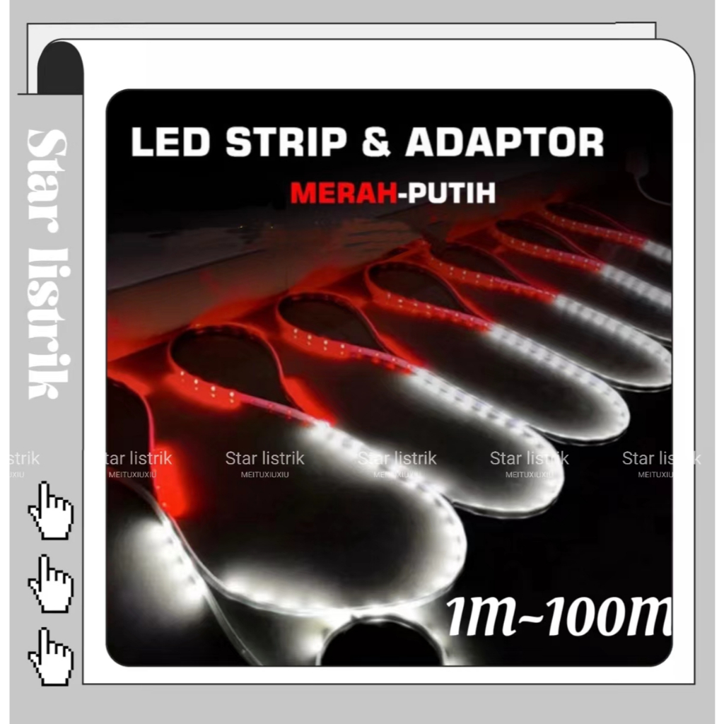 Jual Lampu LED Strip Selang paket merah putih 3528 2835 220V 1M~100M ...