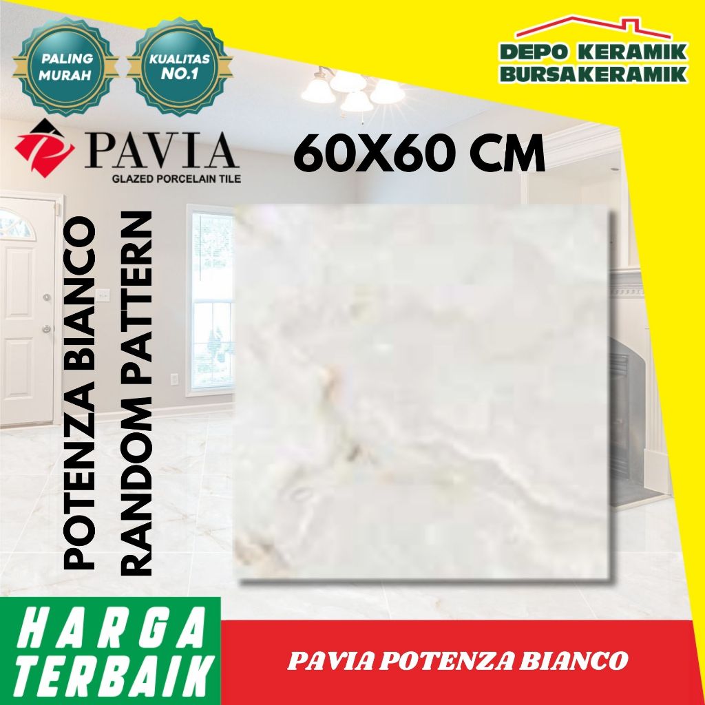 Jual KERAMIK SEMI GRANIT 60X60 PAVIA POTENZA BIANCO RANDOM PATTERN ...
