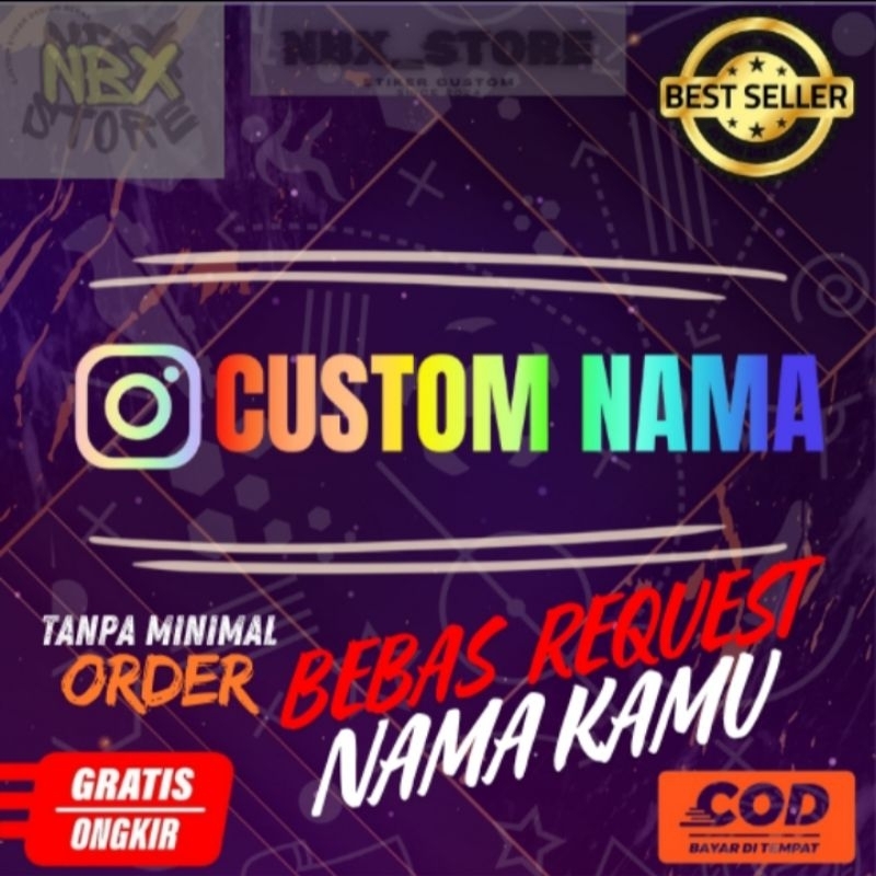 Jual STIKER CUTTING CUSTOM BISA REQUEST!! Sticker Nama Sosmed dan BISA ...