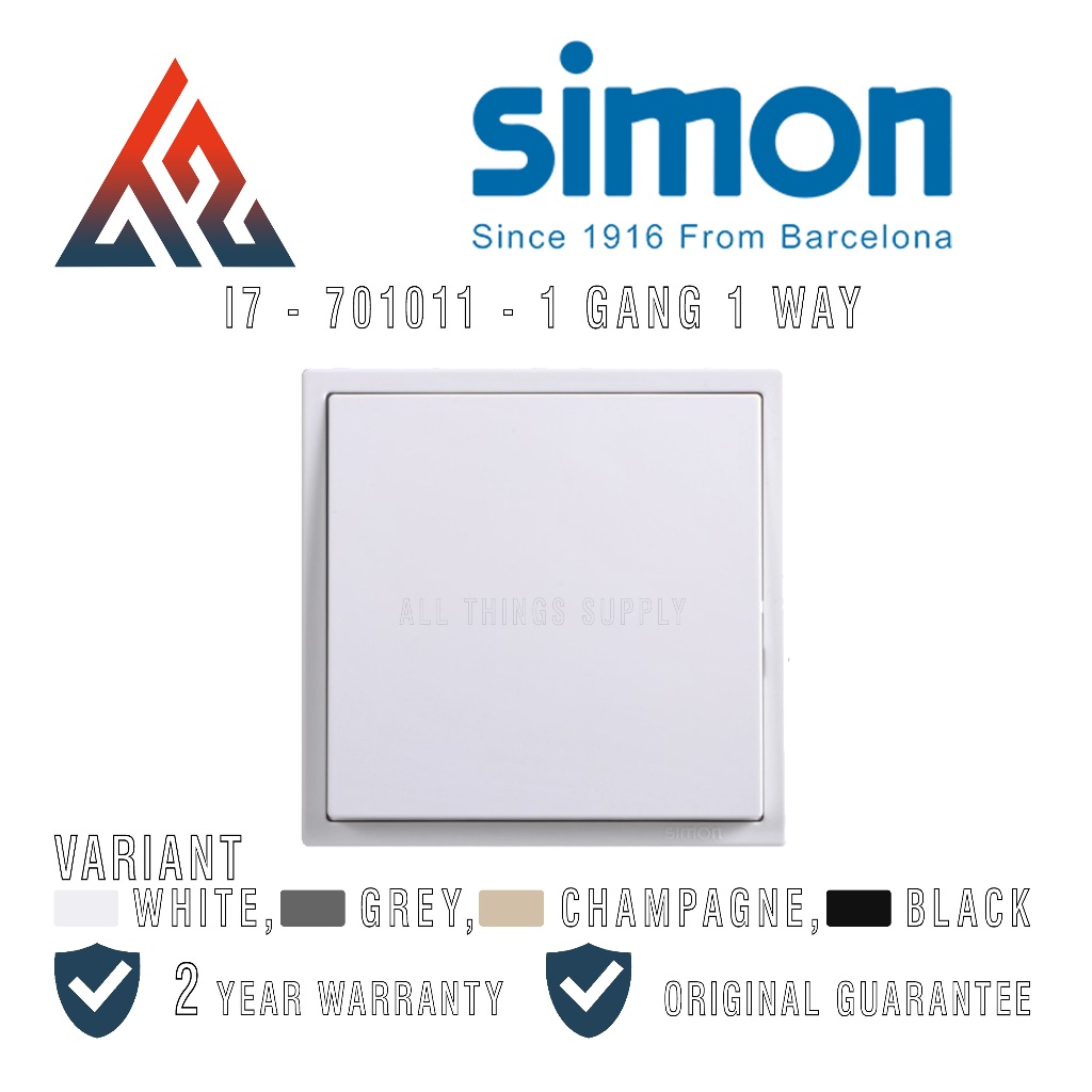 Jual Simon I7 Saklar Lampu Engkel 1 Gang 1 Way Single - 701011 | Shopee ...