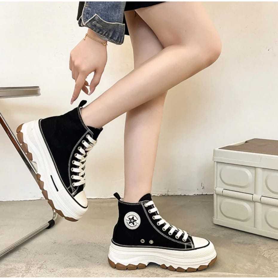 Jual NAYY_Sepatu sneakers Boots Wanita High Shoes sepatu Tinggi korean ...