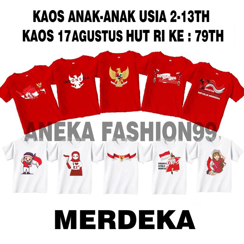 Jual KAOS OBLONG LENGAN PENDEK ANAK USIA 2-13 TAHUN EDISI MERAH PUTIH HUT RI HARI KEMERDEKAAN ...