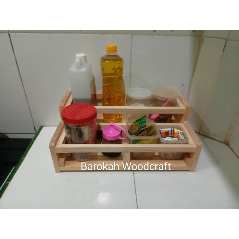 Jual Rak Kayu Tempat Botol Rak Bumbu Kayu Rak Dapur Rak Kayu Serbaguna ...