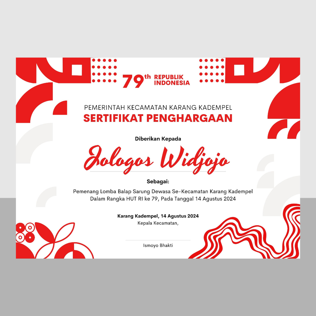 Jual Desing Piagam atau Sertifikat Lomba Agustusan HUT RI | Shopee ...