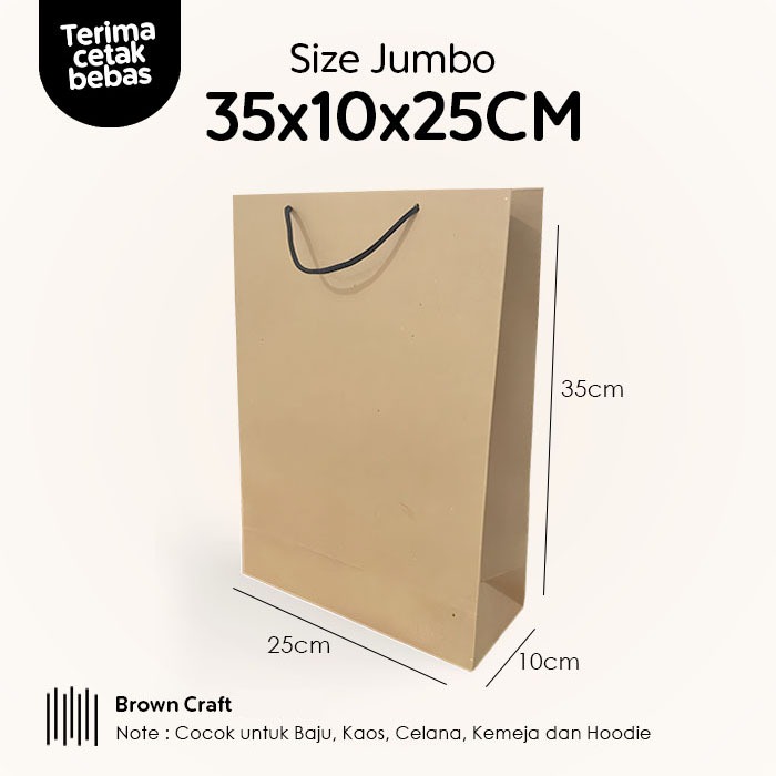 Jual Paper Bag Kado Jumbo 35x10x25 CM, Papper Bag Polos Packing Baju ...