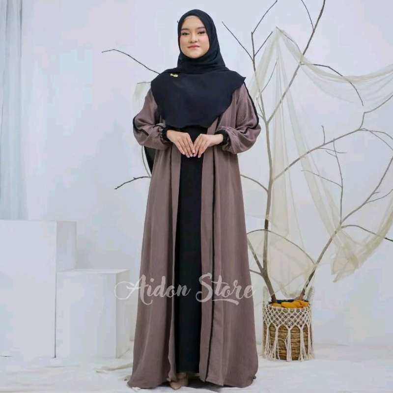 Jual Aidon - Gamis Cardigan Set Syar’i Pasmina Oval Abaya Wanita Bahan ...