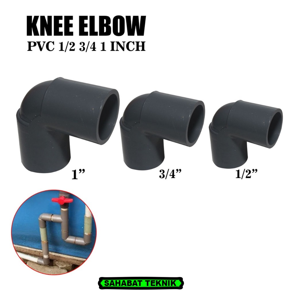 Jual Knee Elbow L PVC Fitting Keni Polos Ukuran 1/2 Inch 3/4 Inch 1 ...