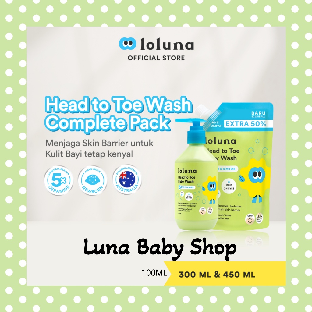 Jual Loluna Head To Toe Baby Wash 100ML,300ML dan 450ML/Sabun dan ...