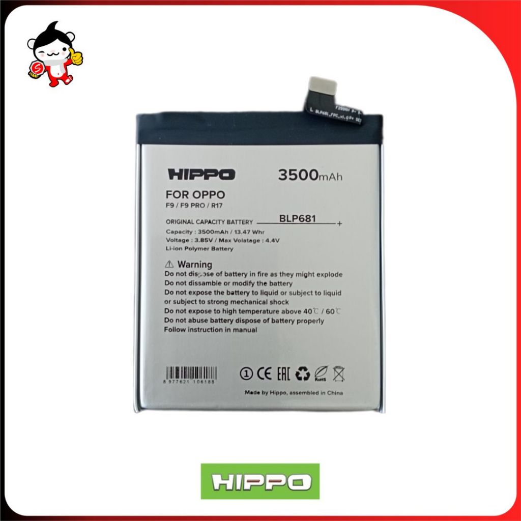Jual Baterai HIPPO Oppo F9 / F9 Pro / R17 BLP-681 3500Mah Original Cell ...