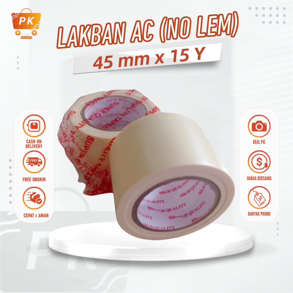 Jual Lakban AC Isolasi Pipa Duck Tape Non Lem Adhesive 45 mm x 15 Yard ...