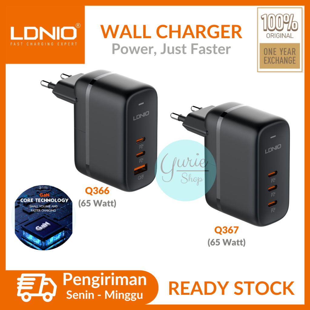 Jual LDNIO Travel Wall Charger Q366 Q367 USB C PD 65W GaN Technology Super Fast Charging ...