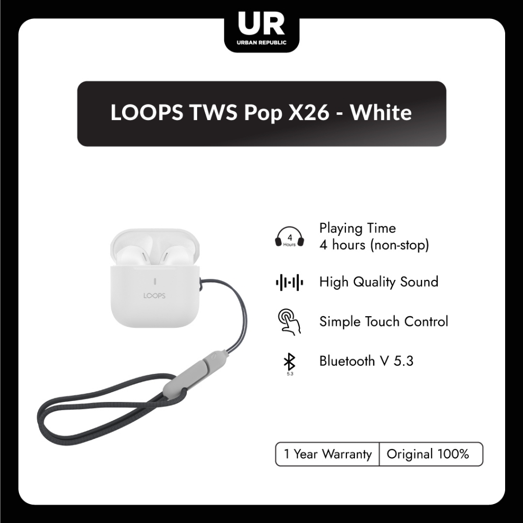 Jual Loops TWS True Wireless Bluetooth Earphone Pop X26 - White ...