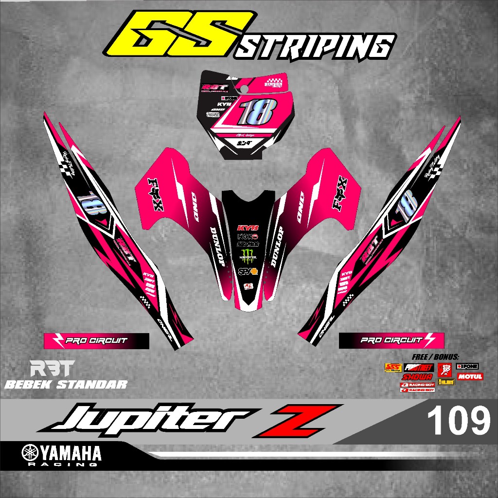 Jual STICKER STRIPING MOTOR RBT JUPITER Z RBT BEBEK MODIF SUPERMOTO RBT ...