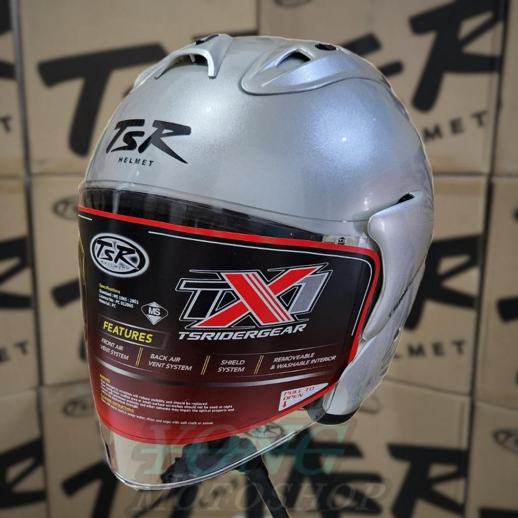 Jual Helm TSR TX1 Alumina Silver Original Half Face TSR Helmet TSR TX 1 ...