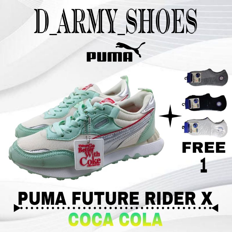 Jual Sepatu Running Wanita Puma Rider Future X Coca Cola Free Kaos Kaki ...