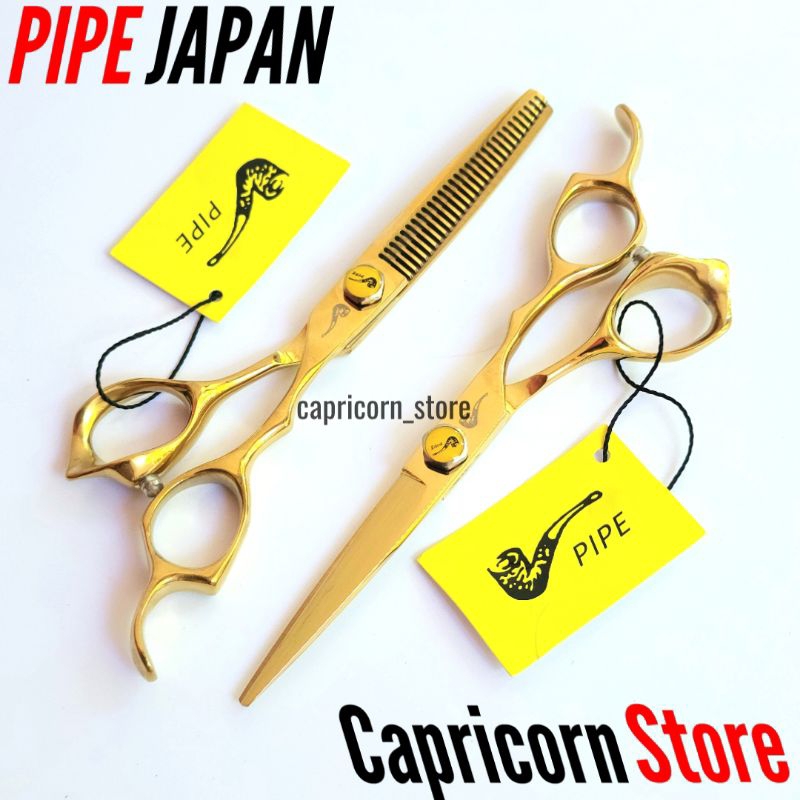 Jual Gunting Rambut Pipe Japan Texture Gold Profesional Barber | Shopee ...