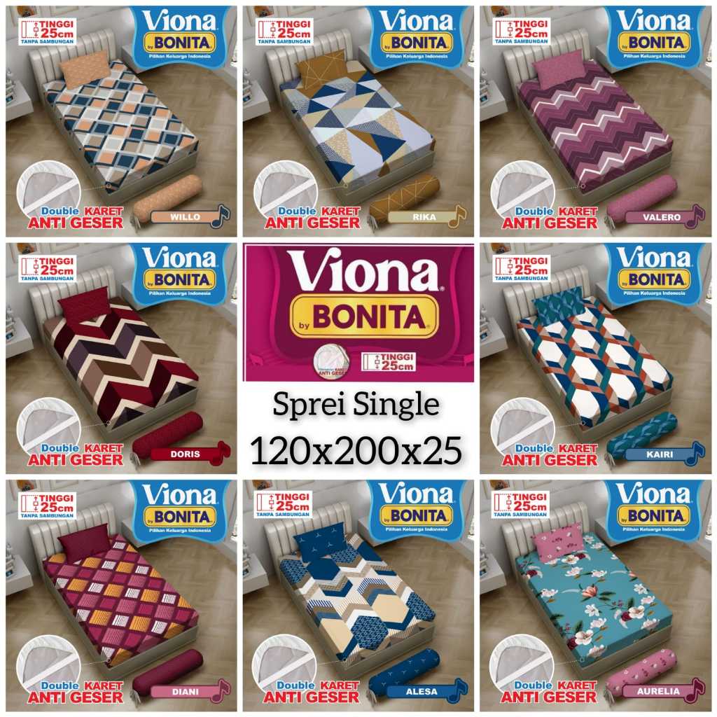 Jual Sprei VIONA By Bonita (Anti Geser) Single 120x200x25 cm T25 ...