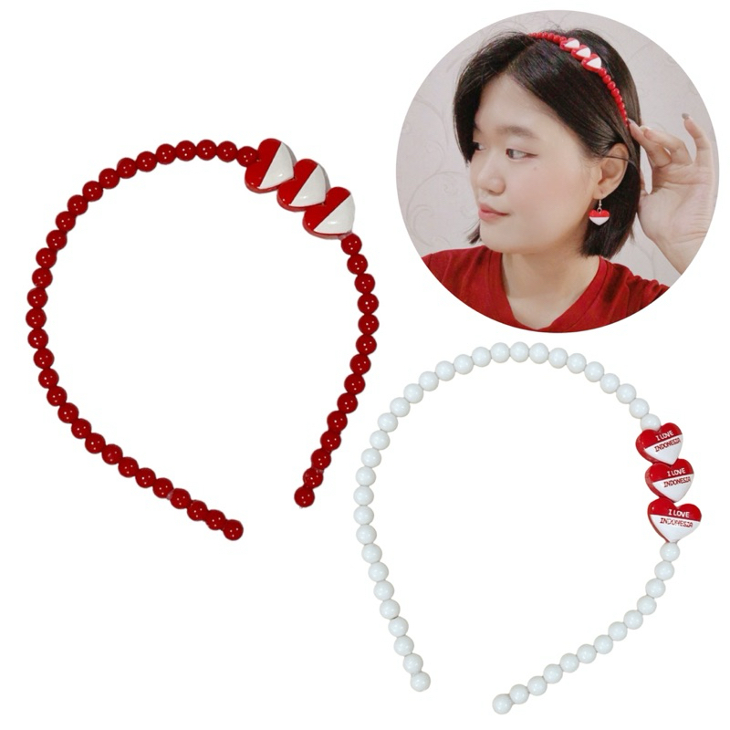 Jual Bando Kemerdekaan Love Merah Putih Beads 17 Agustusan Headband Red ...