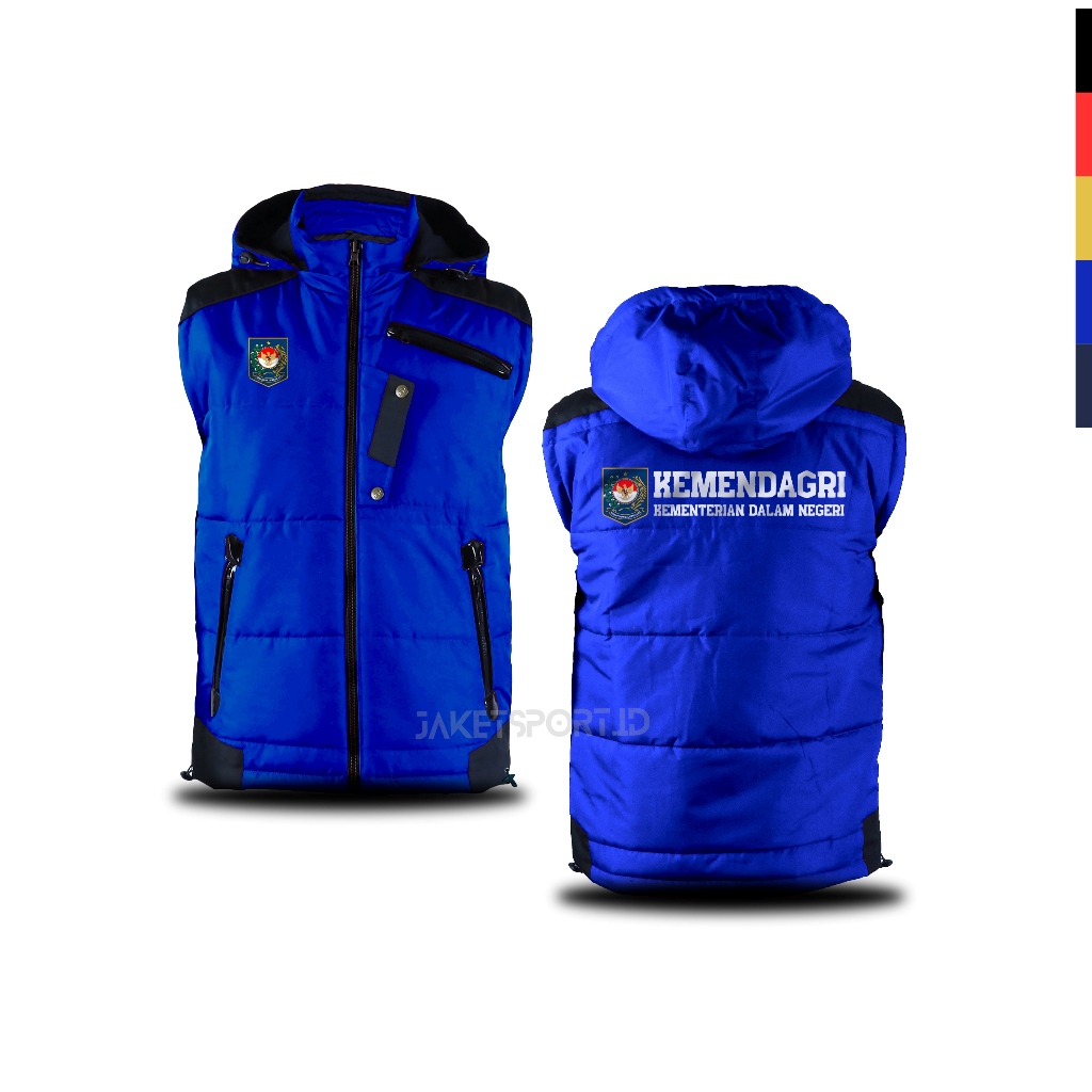 Jual VEST CUSTOM KEMENDAGRI PARASUT SEMI WF SABLON DTF TEBAL 3 LAPIS ...