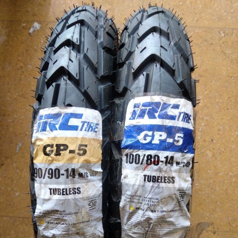 Jual PAKET SEPASANG SATUAN BAN IRC GP-5 - TUBELESS SCOOTER MATIC RING 14 (70/90/80/90/90/100/80 ...
