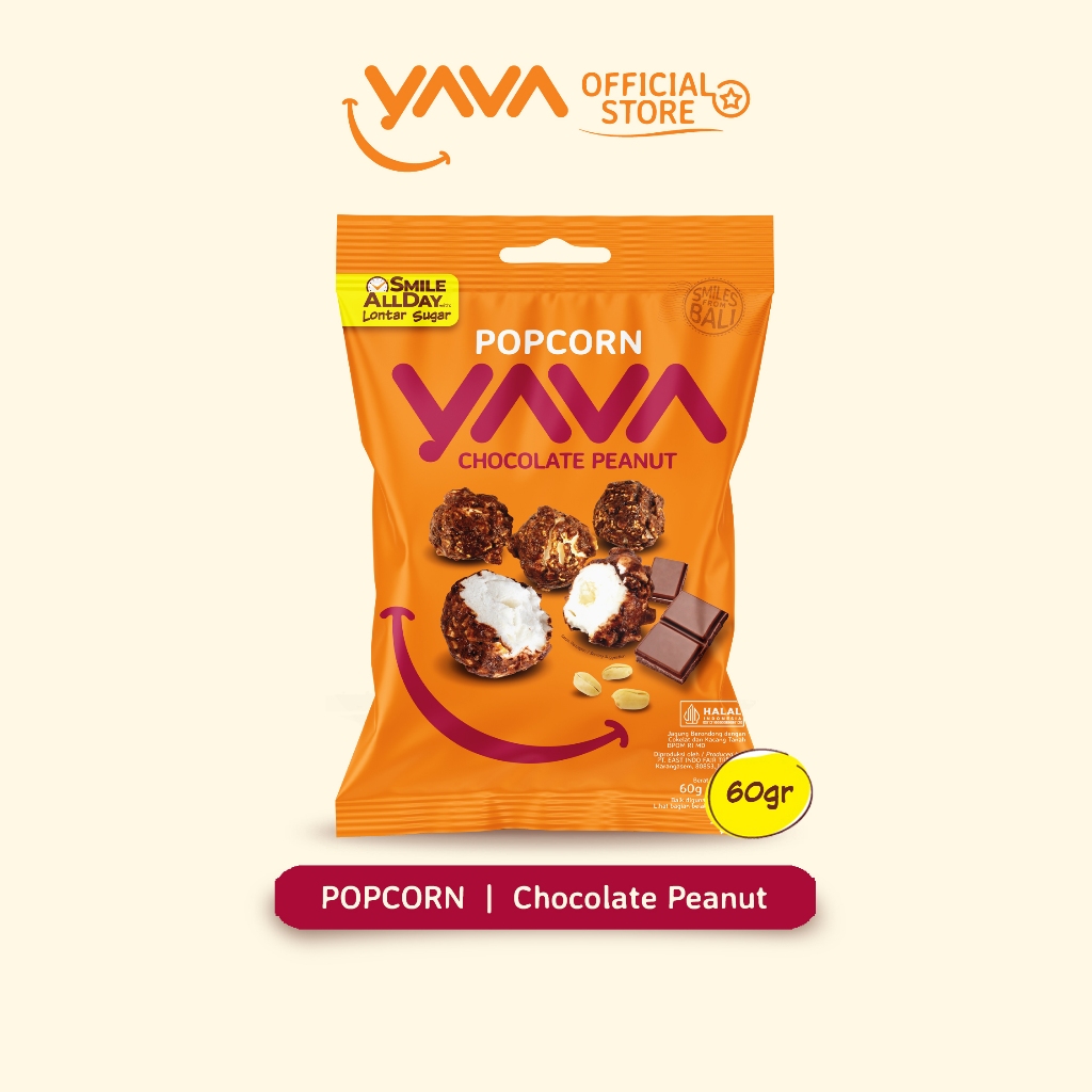 Jual YAVA Popcorn Chocolate Peanut 60g | Shopee Indonesia