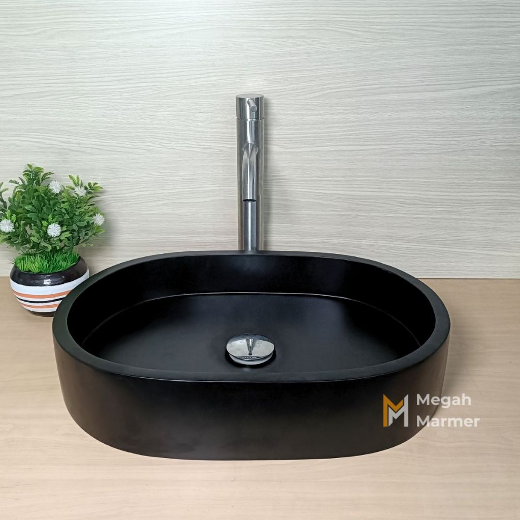 Jual Megah Marmer | Wastafel Teraso Bentuk Oval Ukuran 50cm Minimalis ...