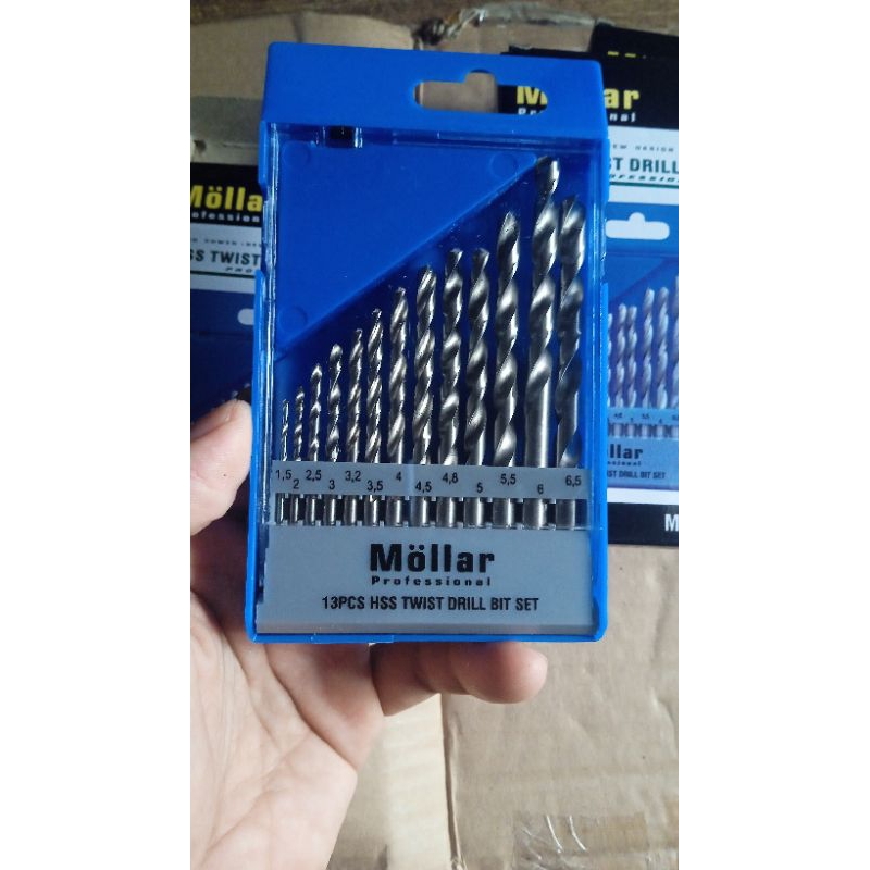 Jual MATA BOR Mollar BESI SET HSS 13 PCS 1,5-6,5 MM HSS SUPER DRILL BIT ...