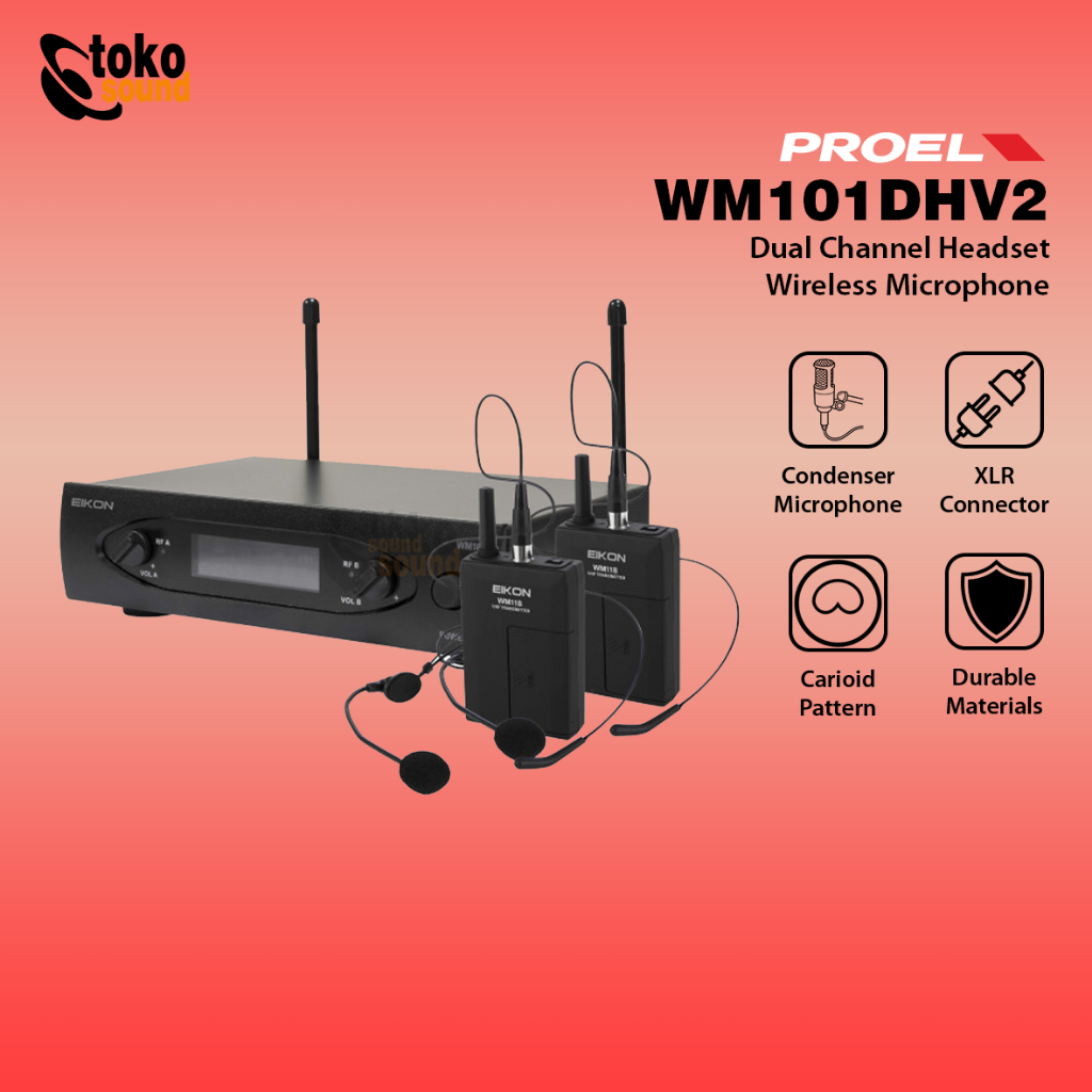 Jual PROEL EIKON WM101DHV2 - UHF Dual Channel Headset Wireless ...