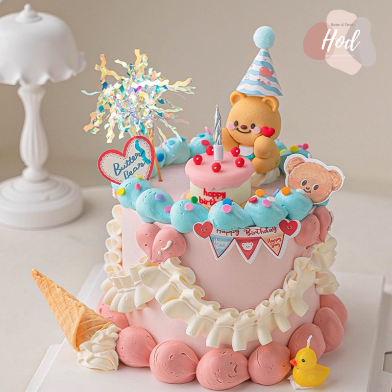 Jual Topper Bear Cake Birthday Teddy Hiasan Kue Bentuk Beruang Dan Kue ...