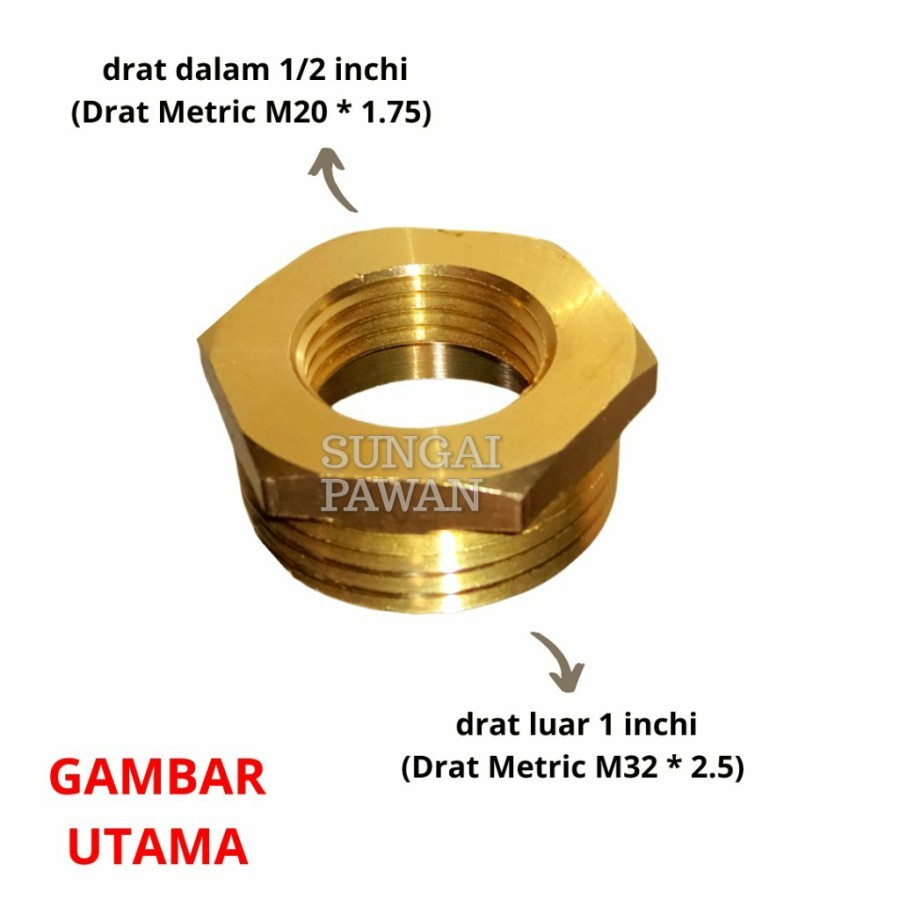 Jual konverter converter pengubah drat luar ulir 1 inchi in dim ke drat ...