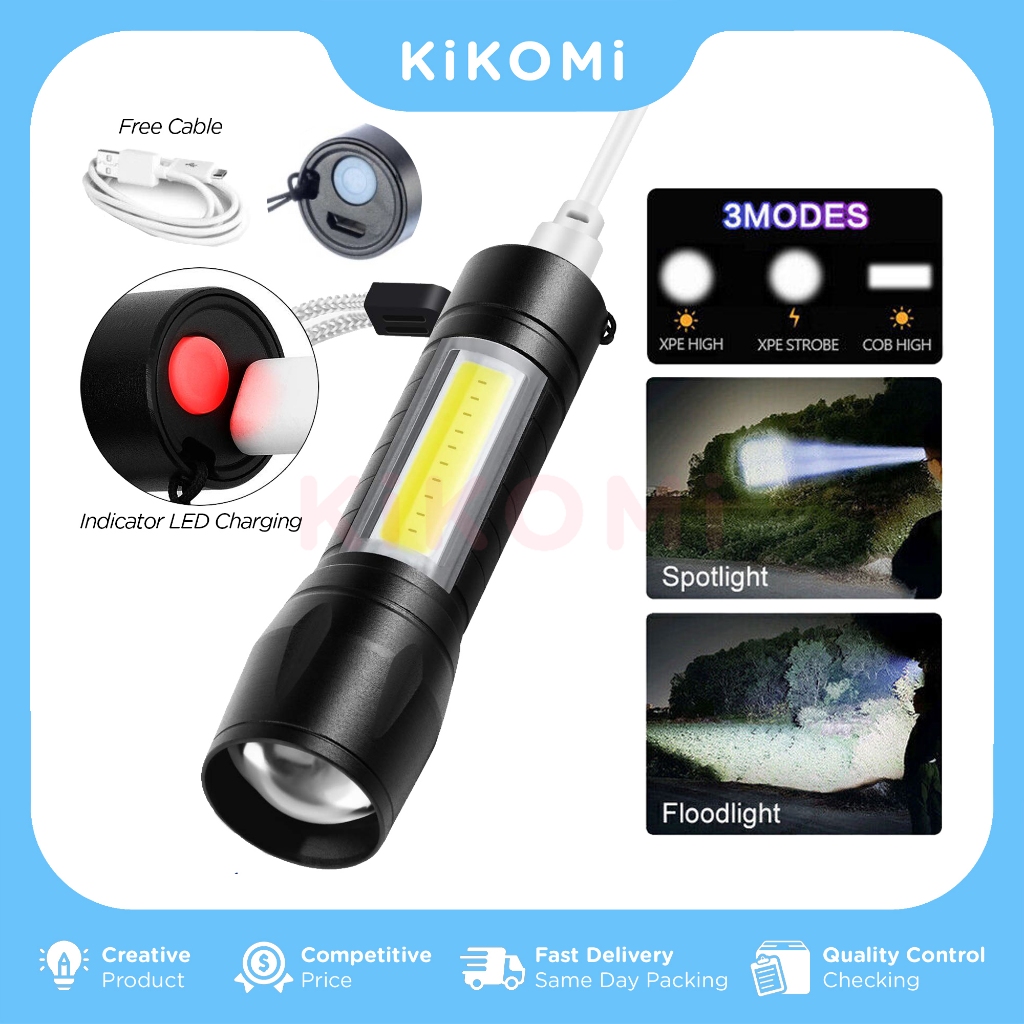 Jual Senter SWAT LED Mini SX-U3 Cahaya Putih Rechargeable - KK | Shopee ...