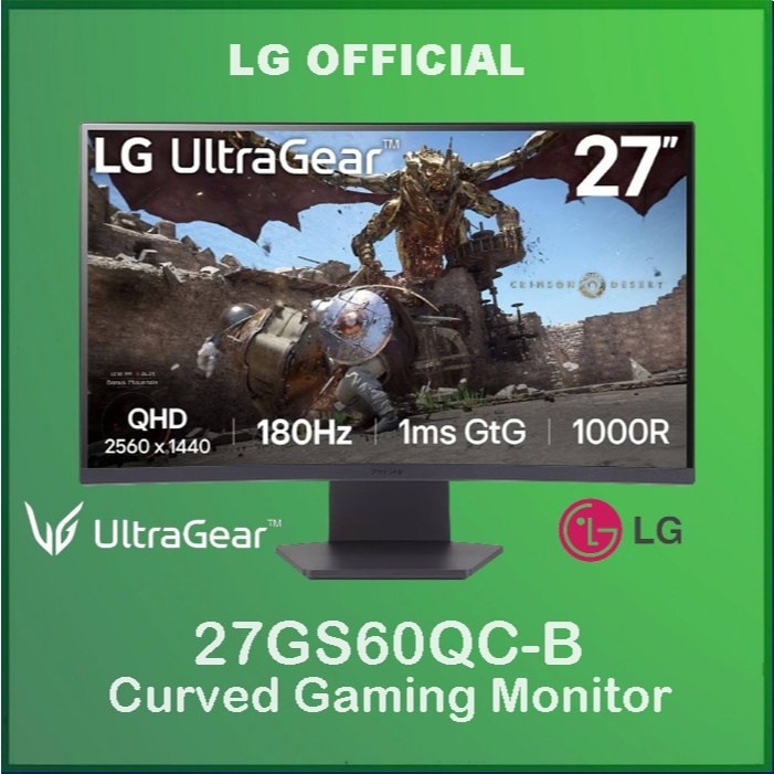 Jual Monitor LG UltraGear 27GS60QC-B 27" QHD Curved Gaming Monitor AMD ...