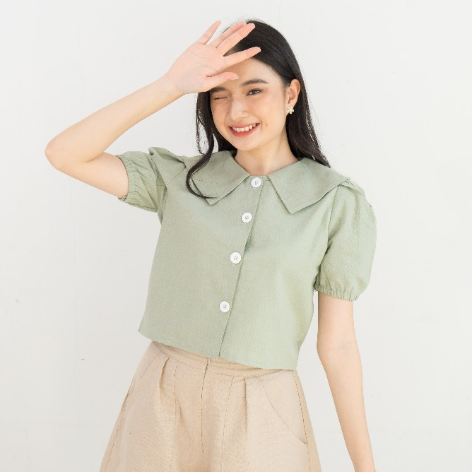 Jual DALMI Rose Top | Atasan Blouse Kemeja Wanita Korean Pastel Linen ...
